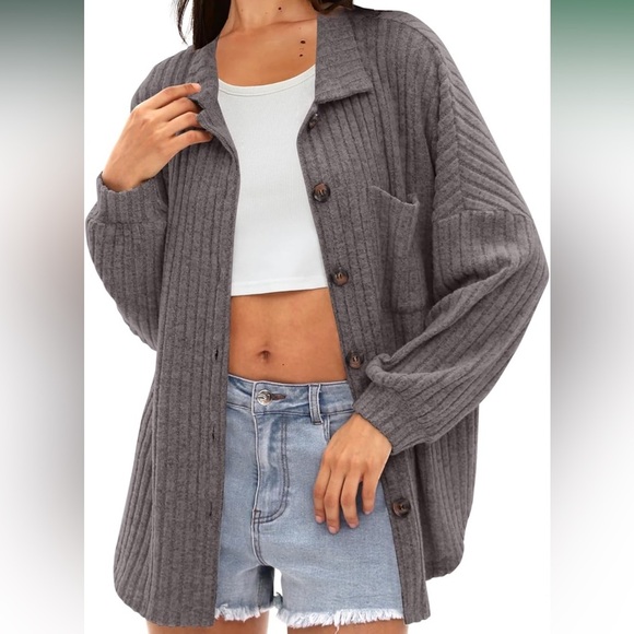 Jackets & Coats | Ribbed Knit Button Down Shacket | Poshmark